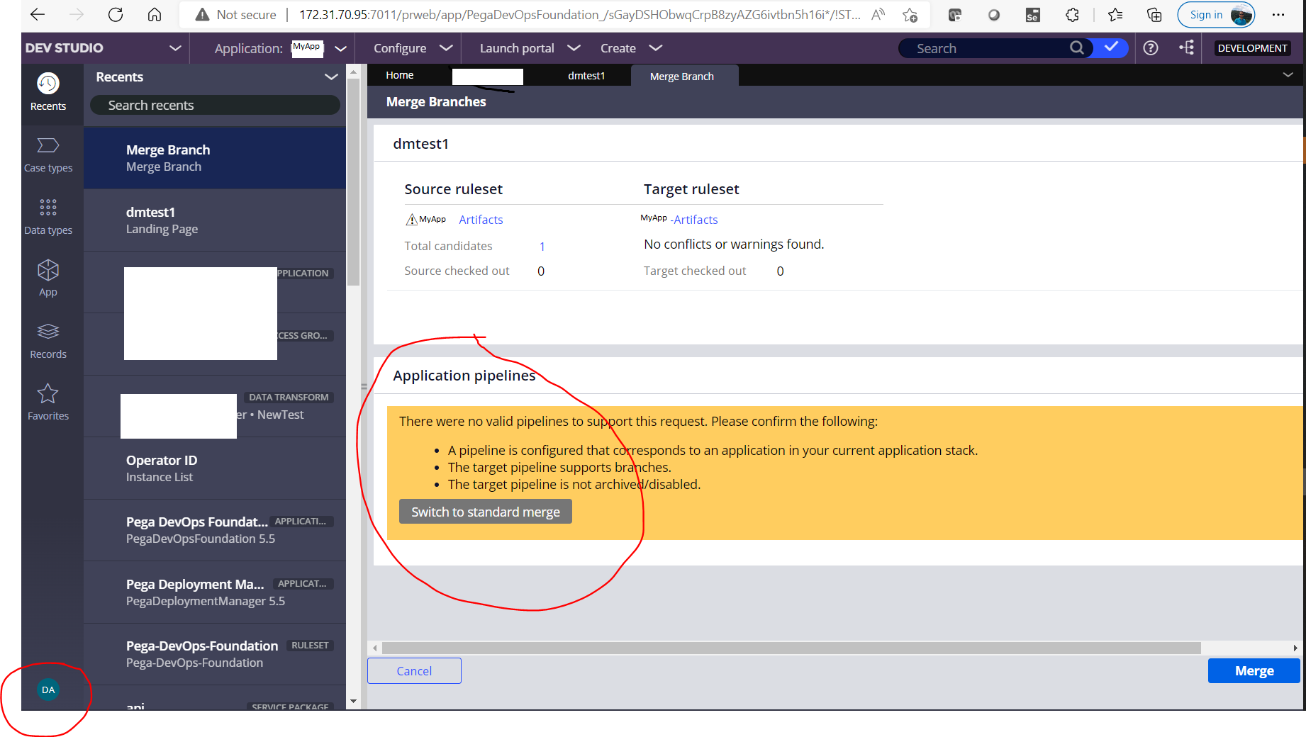 The authentication profile that is configured in pipeline maps to 'PegaDeploymentManager ...